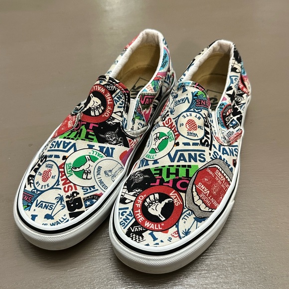 Vans | Shoes | Vans Sticker Mash Up All Over Print Classic Slip On ...